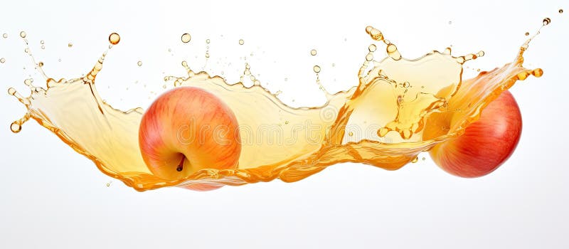 Two Apples Dropping into a Juice Splash, an Art Illustration Stock ...