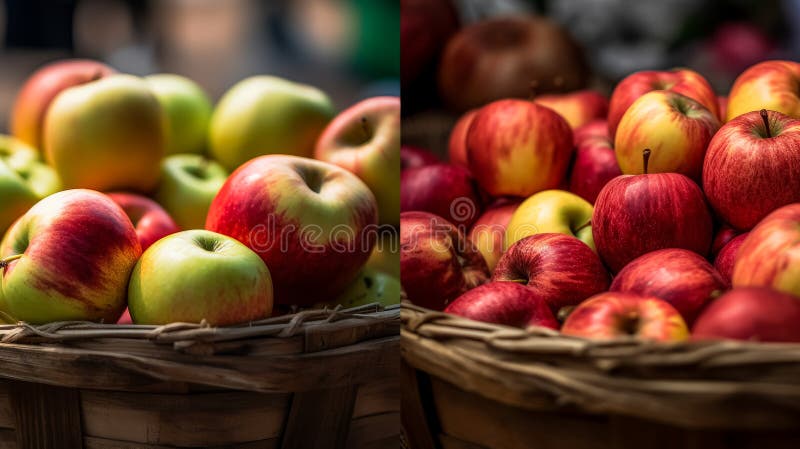 Two Apples, One Green and One Red, are Shown in Close Up. Stock Image ...