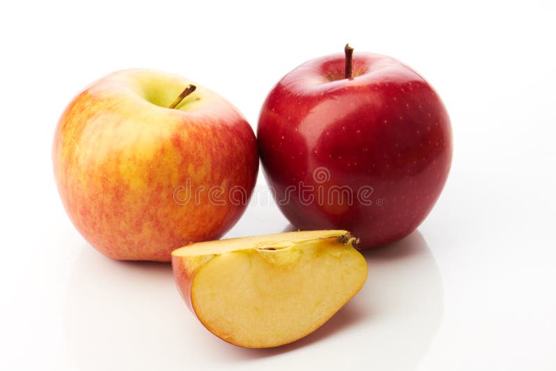 Two Apples and Slice Isolated Stock Photo - Image of eating, isolated ...