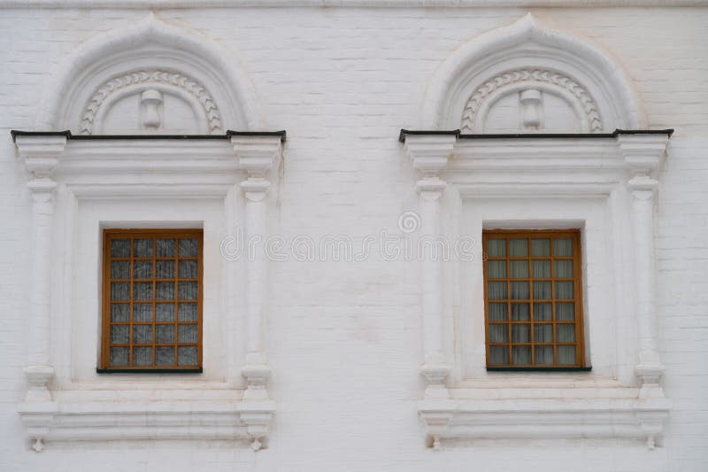 Two Arched Windows on a White Stone Wall, Temple Stock Photo - Image of ...
