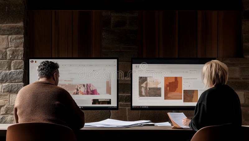 Two Architects Collaborate on a Digital Design Project, Analyzing ...