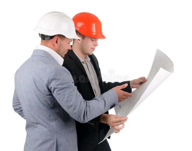 Two Architects Discussing a Building Plan Stock Image - Image of jovial ...