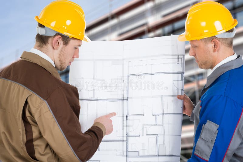 Two Architects Discussing Plan Stock Image - Image of expertise ...
