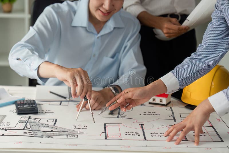 Collaboration and Architectural Planning. Two Professionals ...