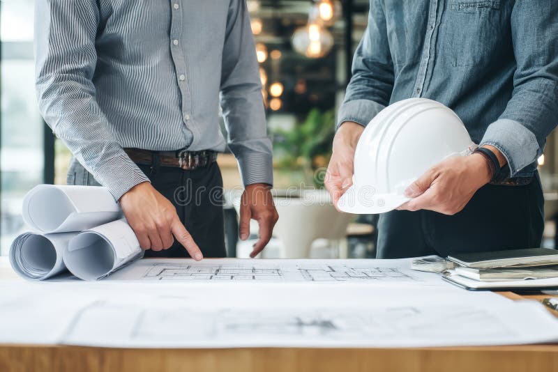 Architects Collaborate on Construction Plans while Discussing Project ...