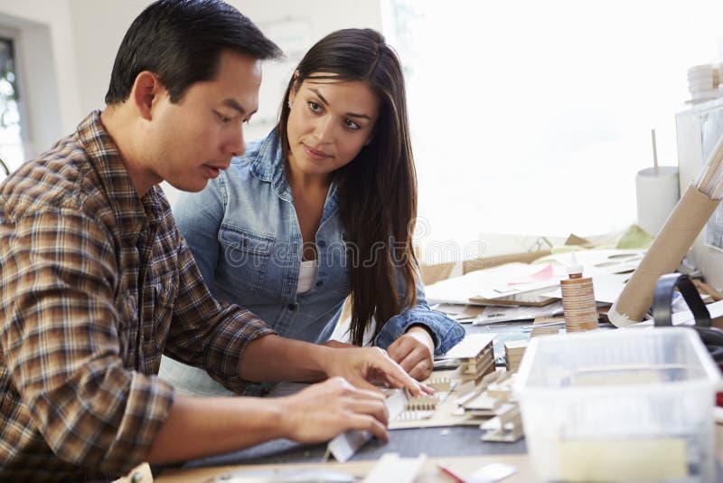 Two Architects Making Models in Office Together Stock Photo - Image of ...