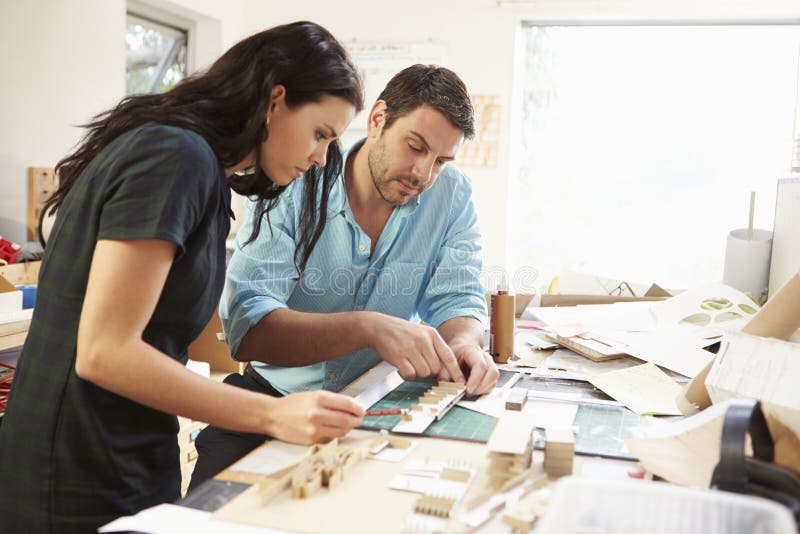 Two Architects Making Models in Office Using Digital Tablet Stock Image ...
