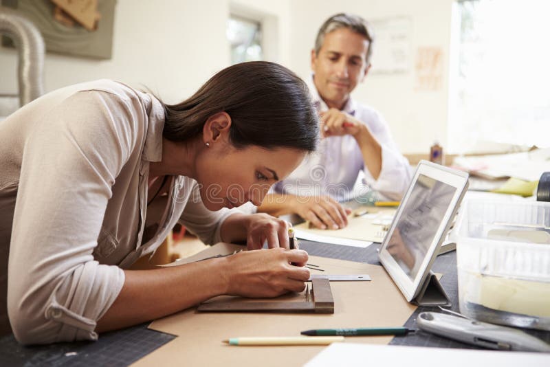 Two Architects Making Models in Office Using Digital Tablet Stock Image ...