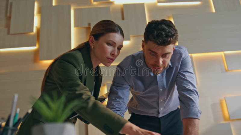 Two Architects Working Draft at Building Company Office Close Up ...