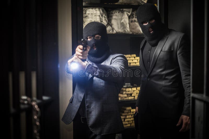 Two Ardmed Men Robbing a Bank Stock Image - Image of gang, enforcement ...