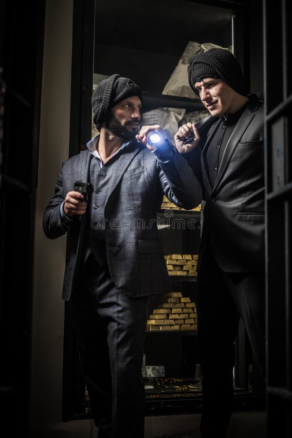 Two Ardmed Men Robbing a Bank Stock Image - Image of people, mafia ...