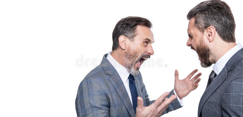 Subordinate Two Angry Businessmen Isolated White Background Arguing ...