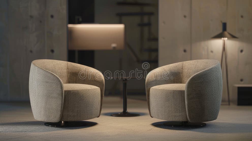 Two Armchairs. Interview Studio Stock Illustration - Illustration of ...
