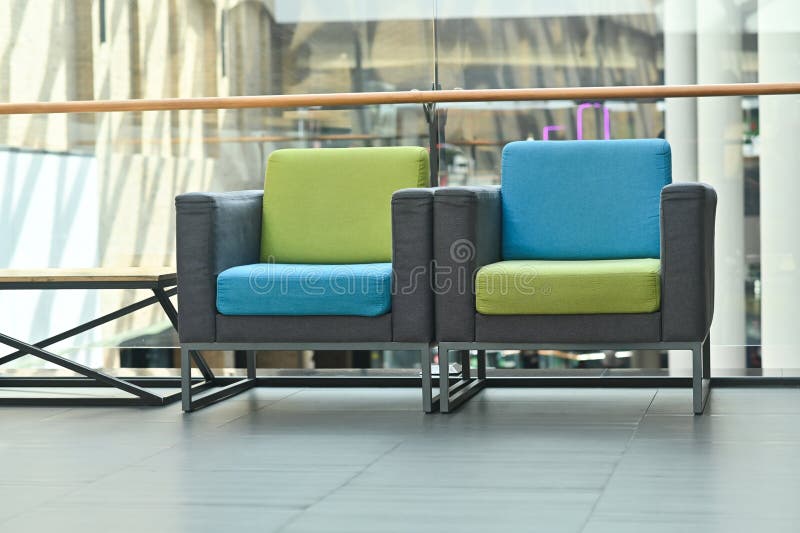 Two Armchairs Standing Spacious Hall Stock Image - Image of horizontal ...