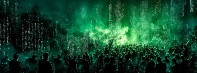 Two Armies of Binary Code Colliding in a Dark Digital World Stock Image ...