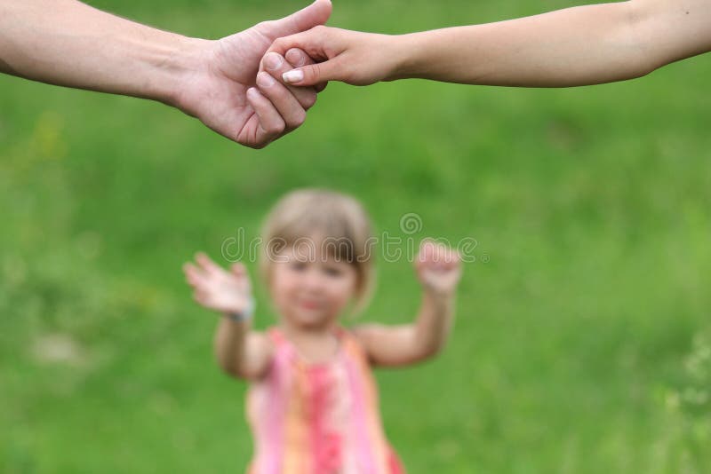 Two Arms of Lovers and Young Daughter Stock Image - Image of adult ...