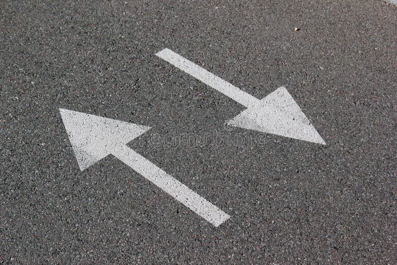 Two Arrows on Asphalt. Sign of Two-way Street Stock Image - Image of ...