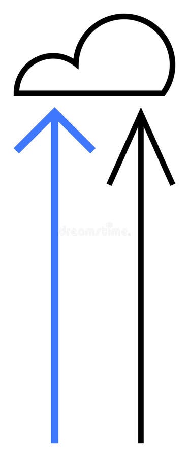 Two Arrows Pointing Towards a Cloud, One Blue and One Black ...