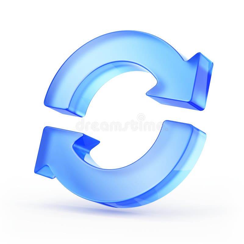 Two Arrows Icon - Update Symbol. 3d Blue Glass Update, Refresh Icon ...