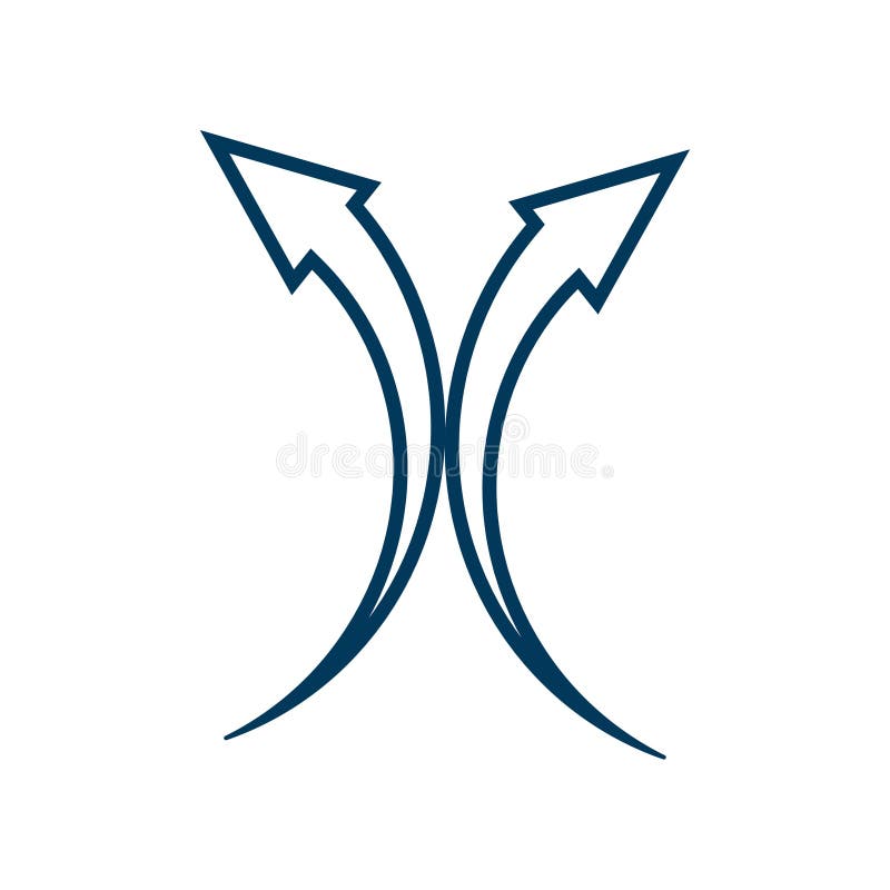 Two Arrows. Logo or Icon. Outline Design Style. Suitable for Data ...