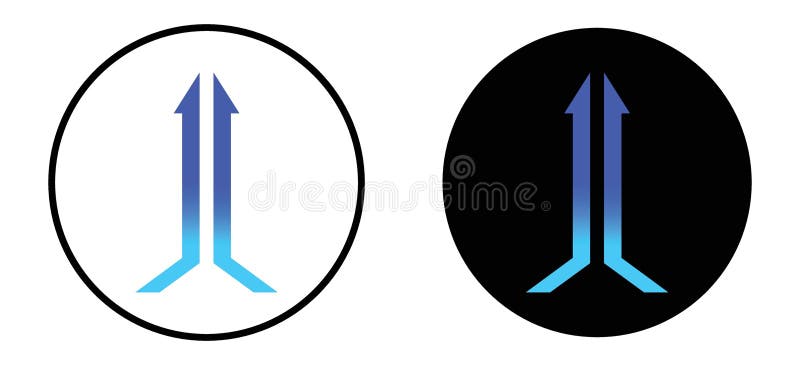 Two Arrows Merging into One Flat Line Icon Set. Two Arrows Merging Thin ...