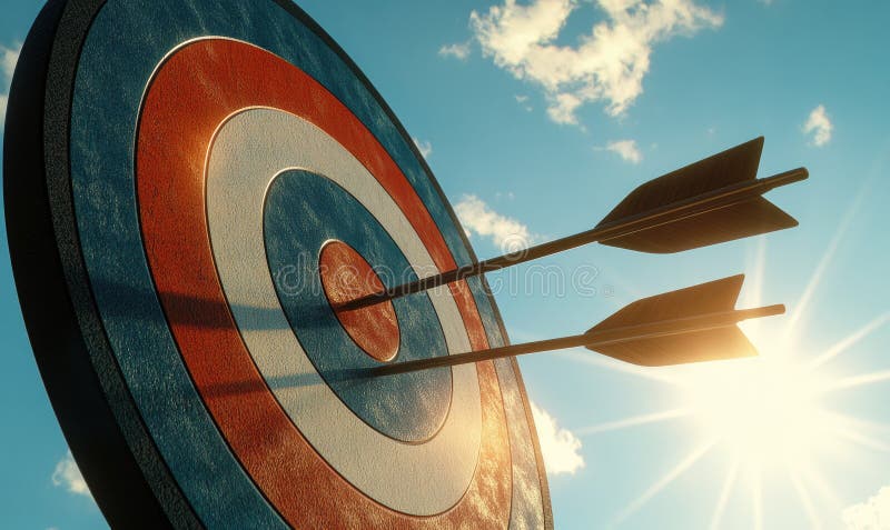 Two Arrows are Skillfully Striking the Very Center of a Target Stock ...