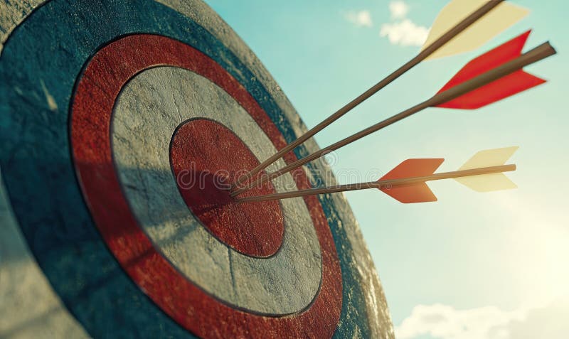 Two Arrows are Skillfully Striking the Very Center of a Target Stock ...