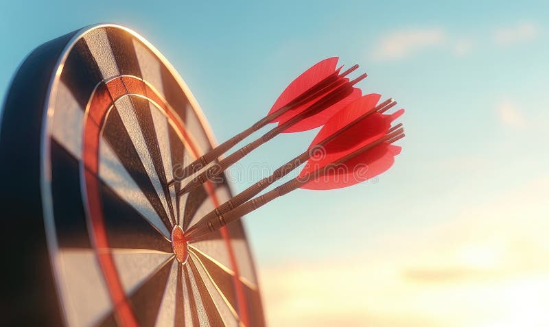 Two Arrows are Skillfully Striking the Very Center of a Target Stock ...