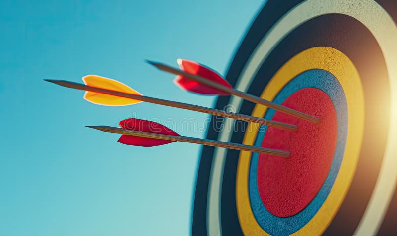 Two Arrows are Skillfully Striking the Very Center of a Target Stock ...