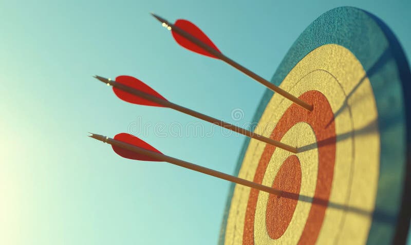 Two Arrows are Skillfully Striking the Very Center of a Target Stock ...