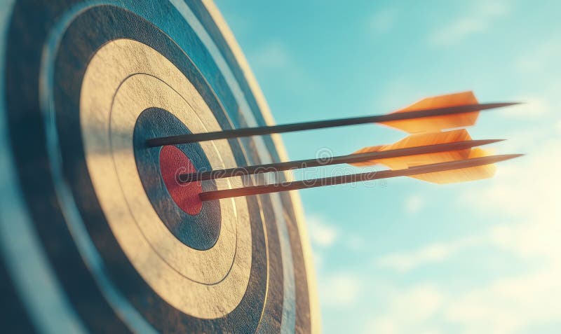 Two Arrows are Skillfully Striking the Very Center of a Target Stock ...