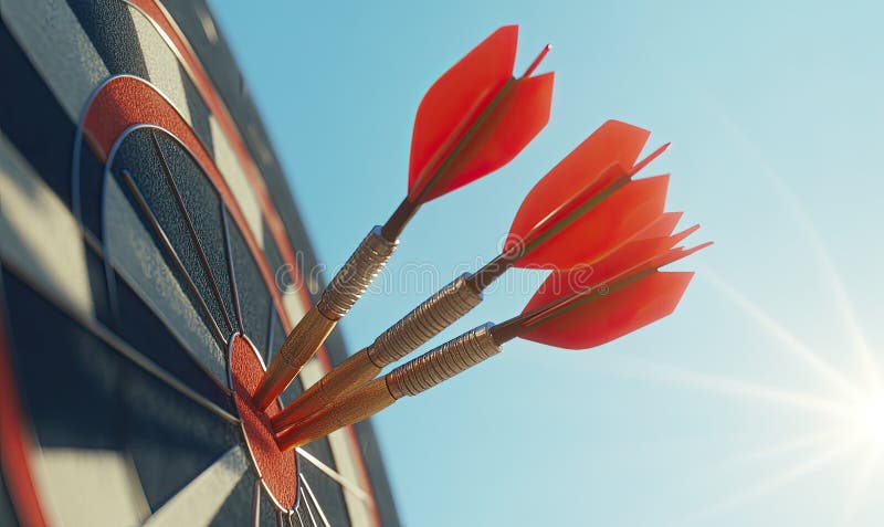 Two Arrows are Skillfully Striking the Very Center of a Target Stock ...