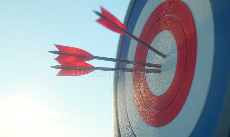 Two Arrows are Skillfully Striking the Very Center of a Target Stock ...