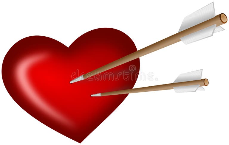 Two Arrows Stabbed into Heart Stock Illustration - Illustration of ...