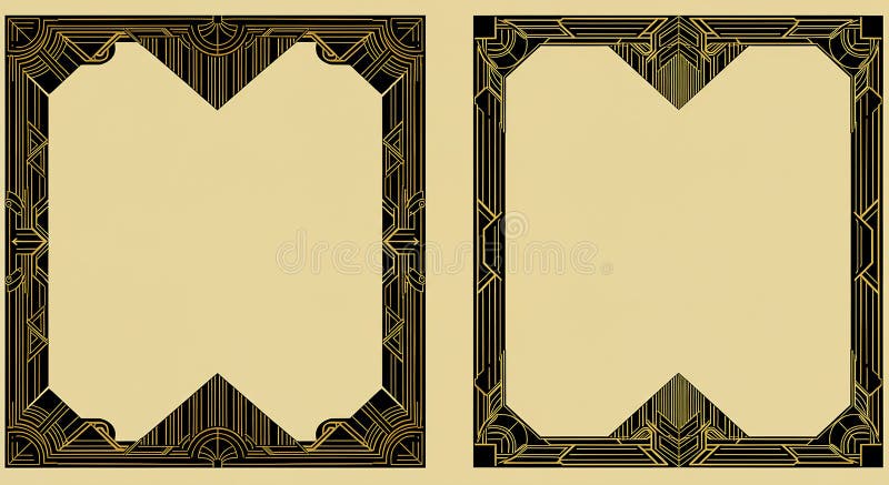 Two Art Deco-inspired Frames Featuring Intricate Black Geometric ...