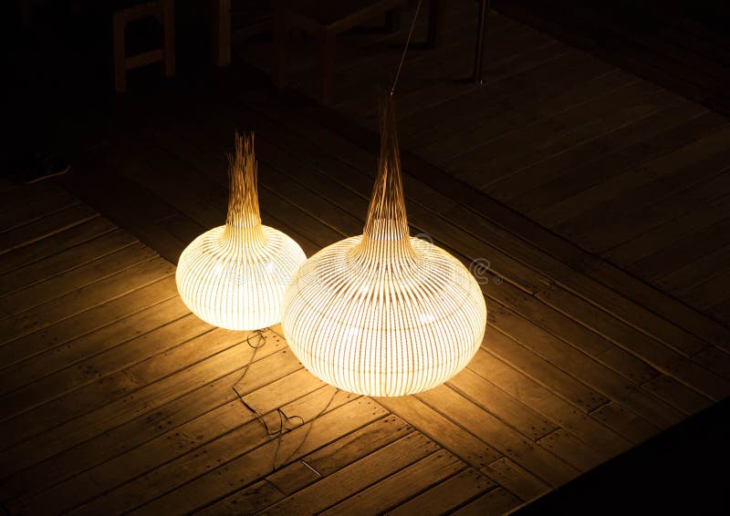 Two Art Lamps Bird Eye View Stock Photo - Image of illumination, dark ...