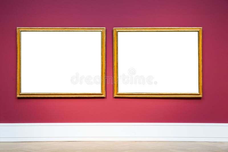 Two Art Museum Frame Red Wall Ornate Design White Isolated Stock Photo ...