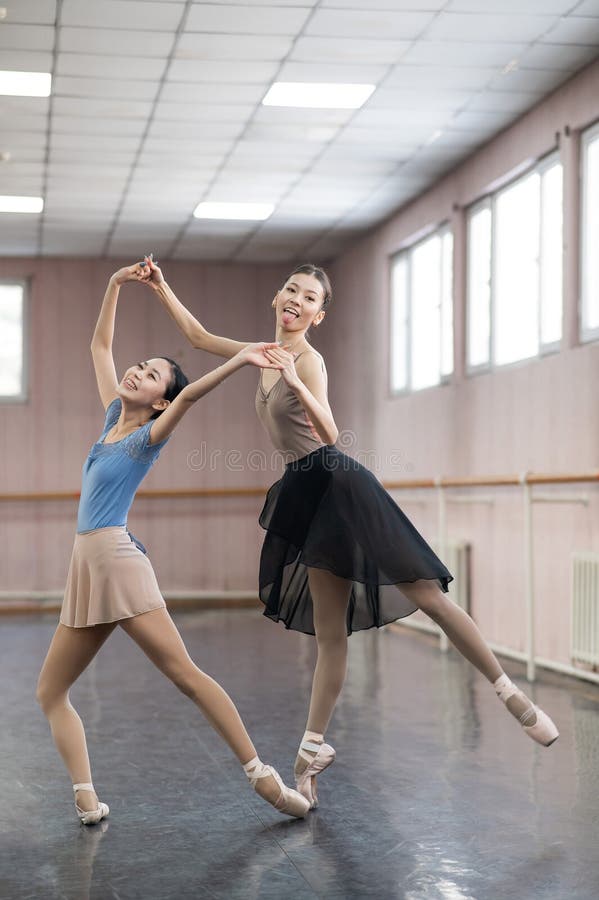 Two Asian Ballerinas are Dancing in the Class. Stock Photo - Image of ...
