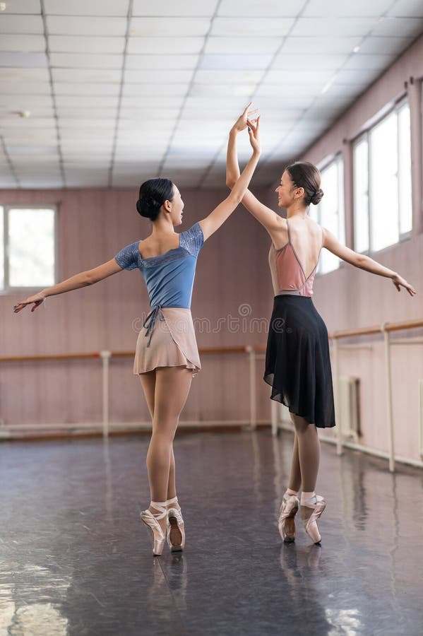 Two Asian Ballerinas are Dancing in the Class. Stock Photo - Image of ...