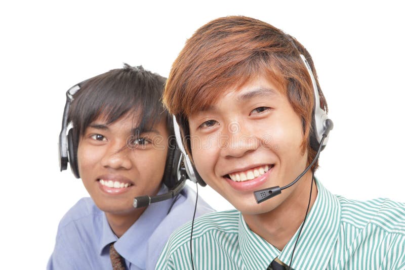 Two Asian Call Center Agents Stock Photo - Image of outsourcing ...