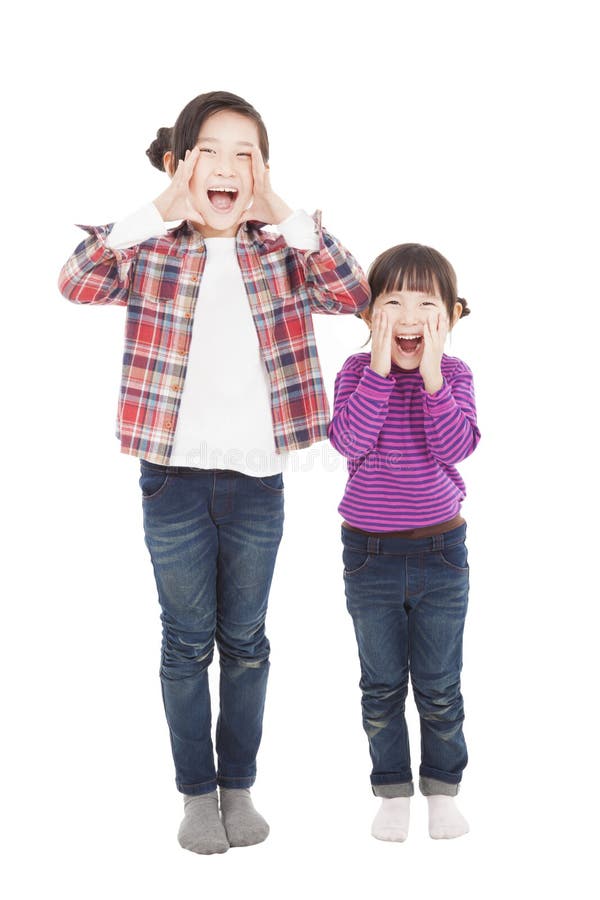 Two Girls Shouting at Each Other Stock Photo - Image of button ...
