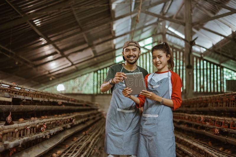 Two Asian Workers Smile when Using a Tablet Together Stock Photo ...