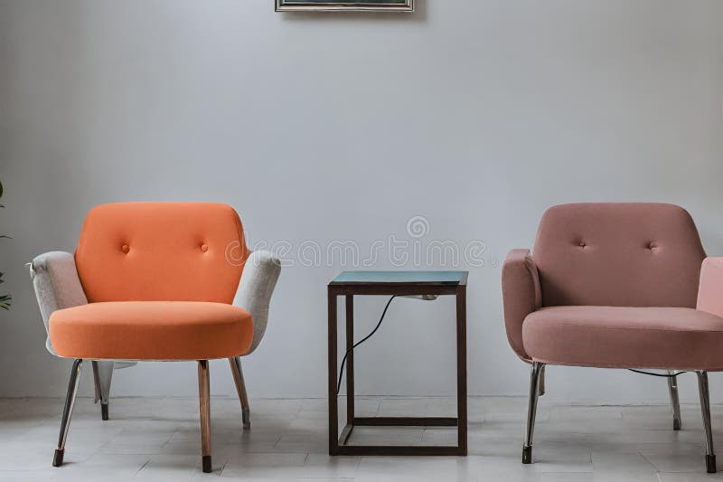 A Colorful Arrangement of Padded Chairs in Contrasting Hues Positioned ...
