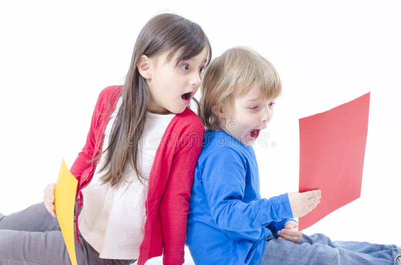 Two astonished kids stock photo. Image of enjoy, preschool - 28518666