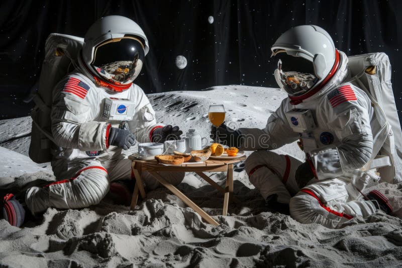 Lunar Lunch Break stock illustration. Illustration of lunch - 326961772