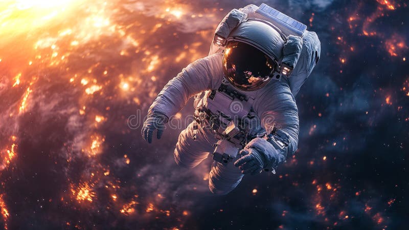 Two Astronauts Float Together in Space Exploring the Vastness of the ...