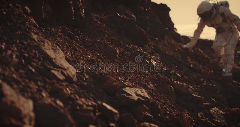 Two astronauts on Mars stock photo. Image of futuristic - 153418690