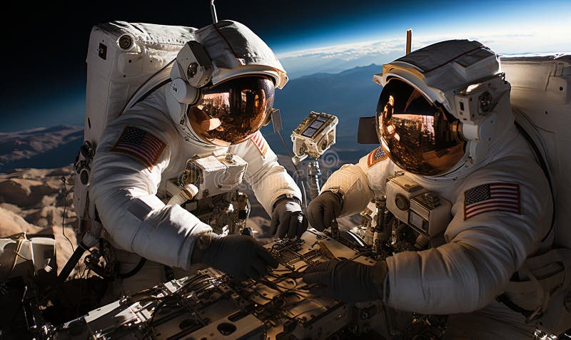 Two Astronauts Sitting in Space Suits Stock Illustration - Illustration ...
