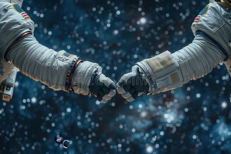 Two Astronauts are in a Space Shuttle, One of Them is Giving a Thumbs ...