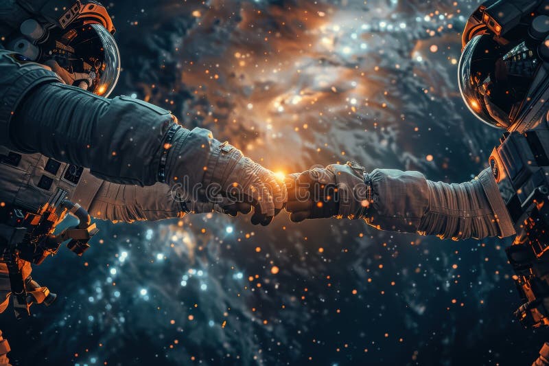 Two Astronauts are in a Space Shuttle, One of Them is Giving a Thumbs ...